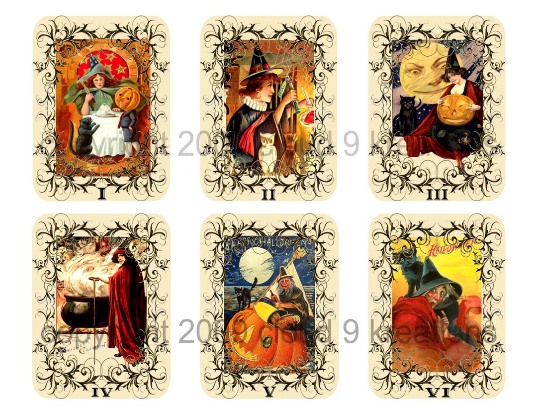 Halloween Witch Labels Digital Collage Sheet Printable Download Clipart ...