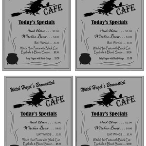 Halloween Witch Menu Labels, Witch Menu Labels, Halloween Menu Labels ...