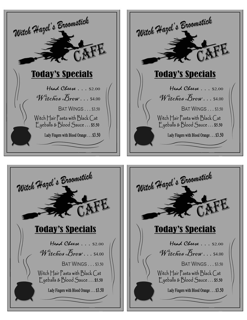 Halloween Witch Menu Labels Witch Menu Labels Halloween Menu - Etsy