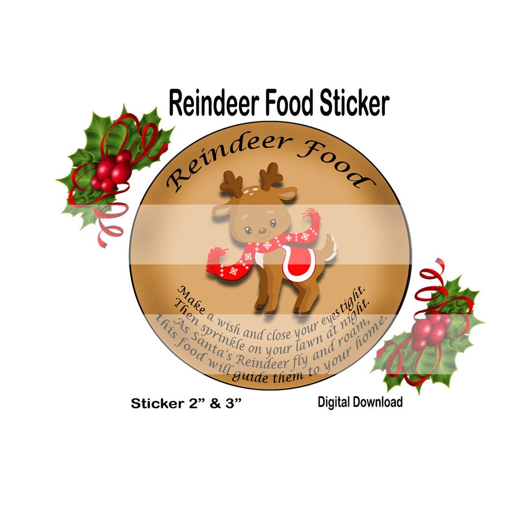 Christmas Reindeer Food Stickers, Christmas Stickers, Reindeer Stickers ...