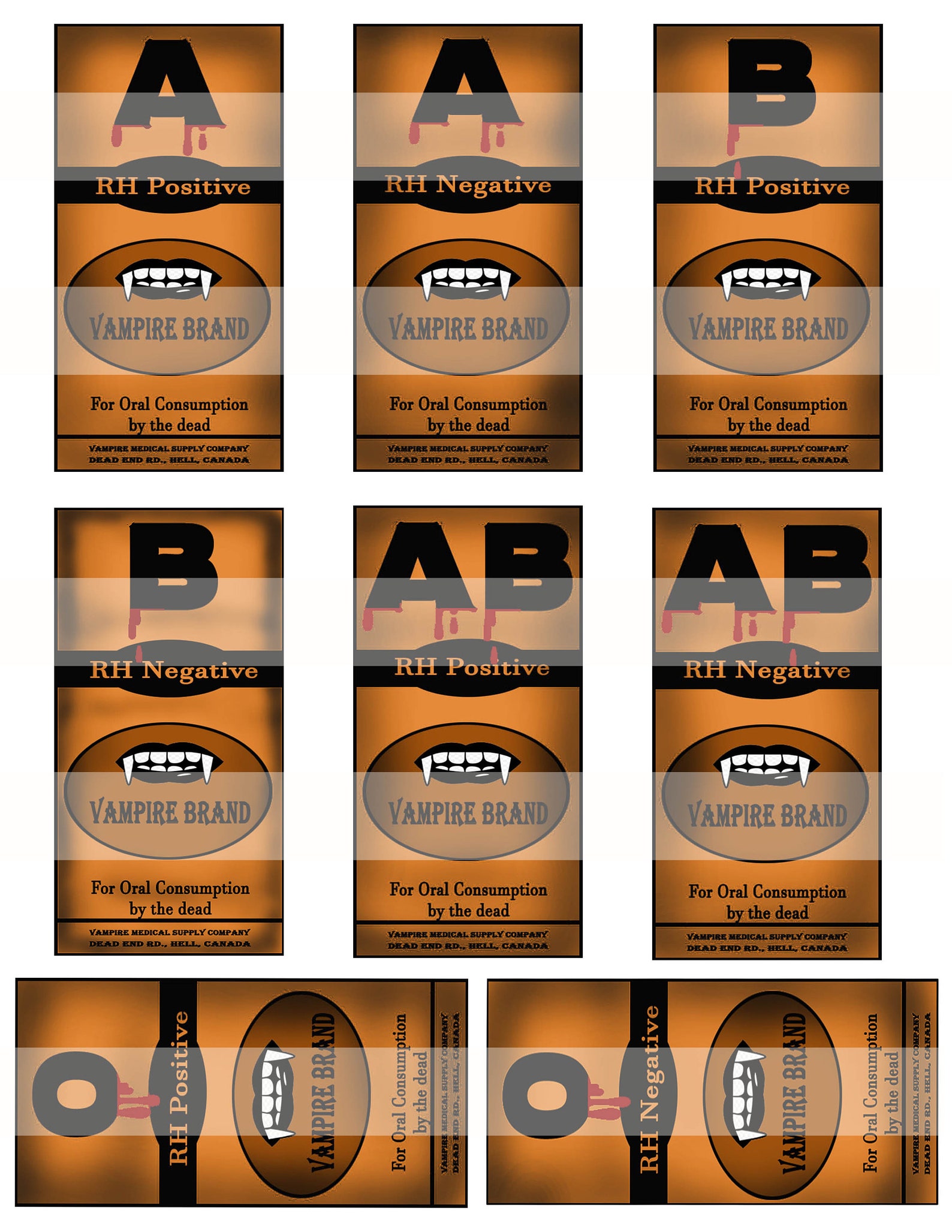 Halloween Blood Type Labels & Tags, Test Tube Labels, Blood Type Tags ...