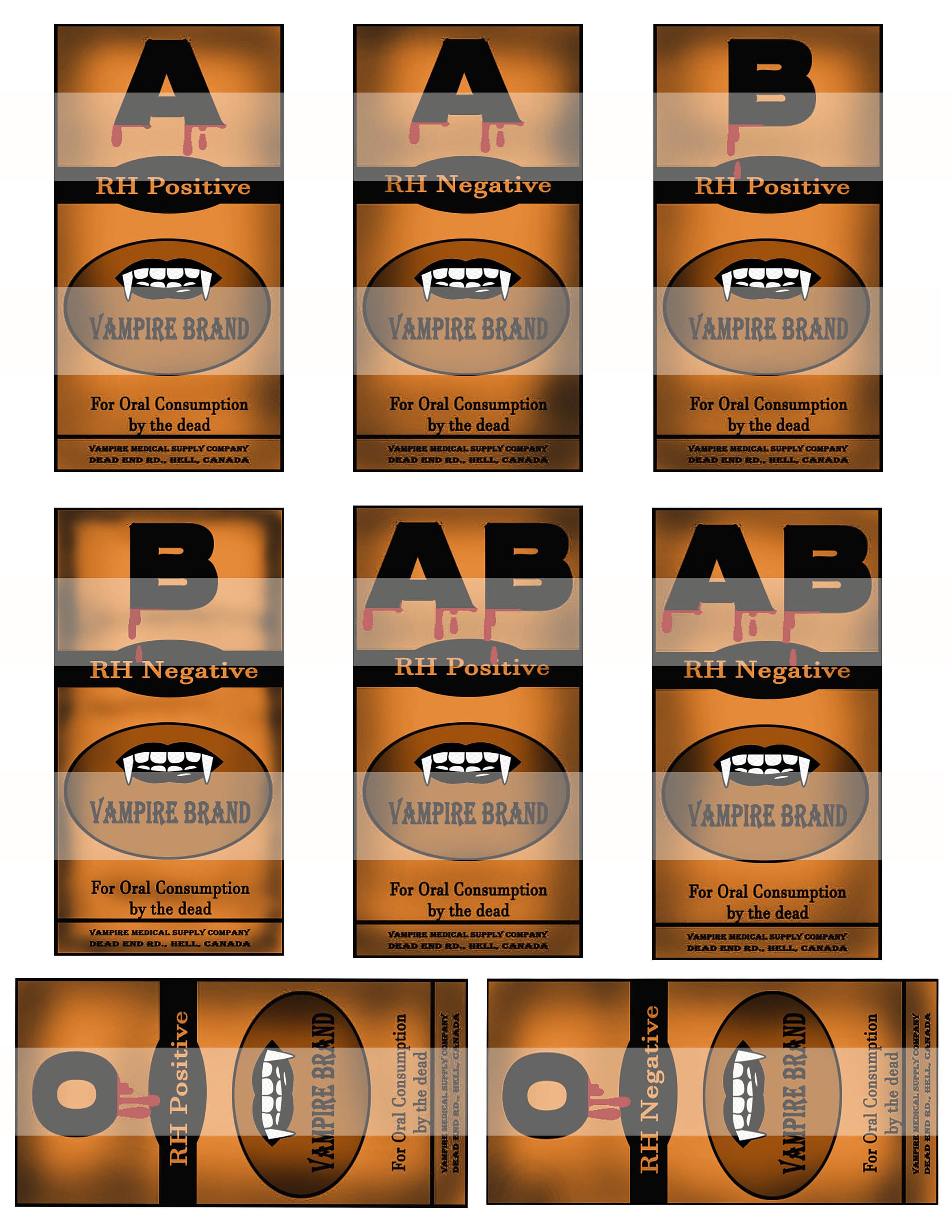 Halloween Blood Type Labels & Tags, Test Tube Labels, Blood Type Tags ...