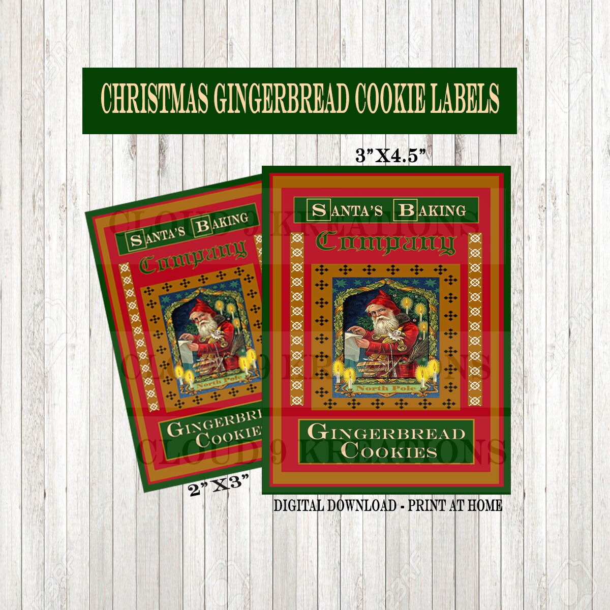 Christmas Gingerbread Cookie Labels, Gingerbread Cookie Labels, Vintage ...