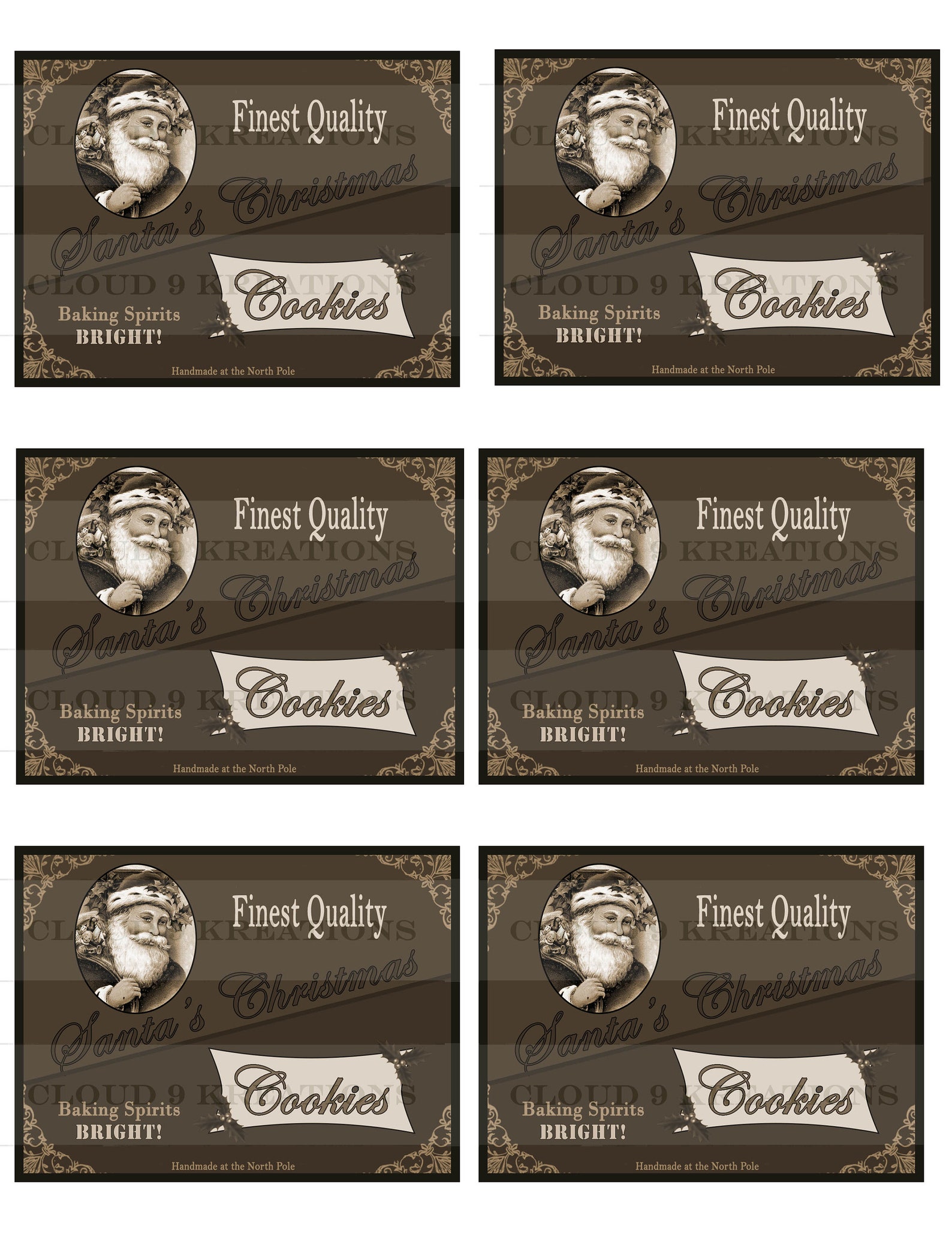 Christmas Cookie Labels Vintage Christmas Cookie Labels | Etsy