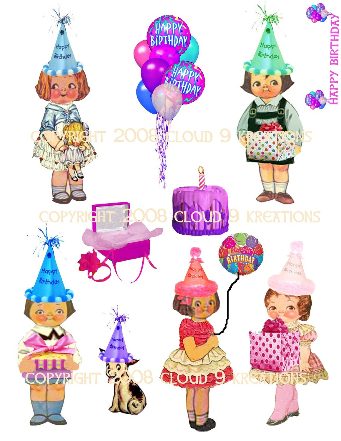 Dolly Dingle Birthday...digital Collage Sheet Vintage Paper Doll ...