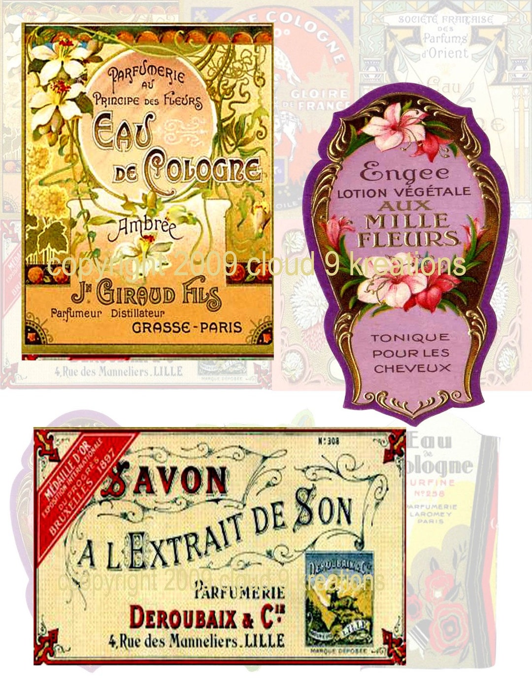 French Perfume & Soap Labels Digital Collage Sheet 1 Junk Joural ...