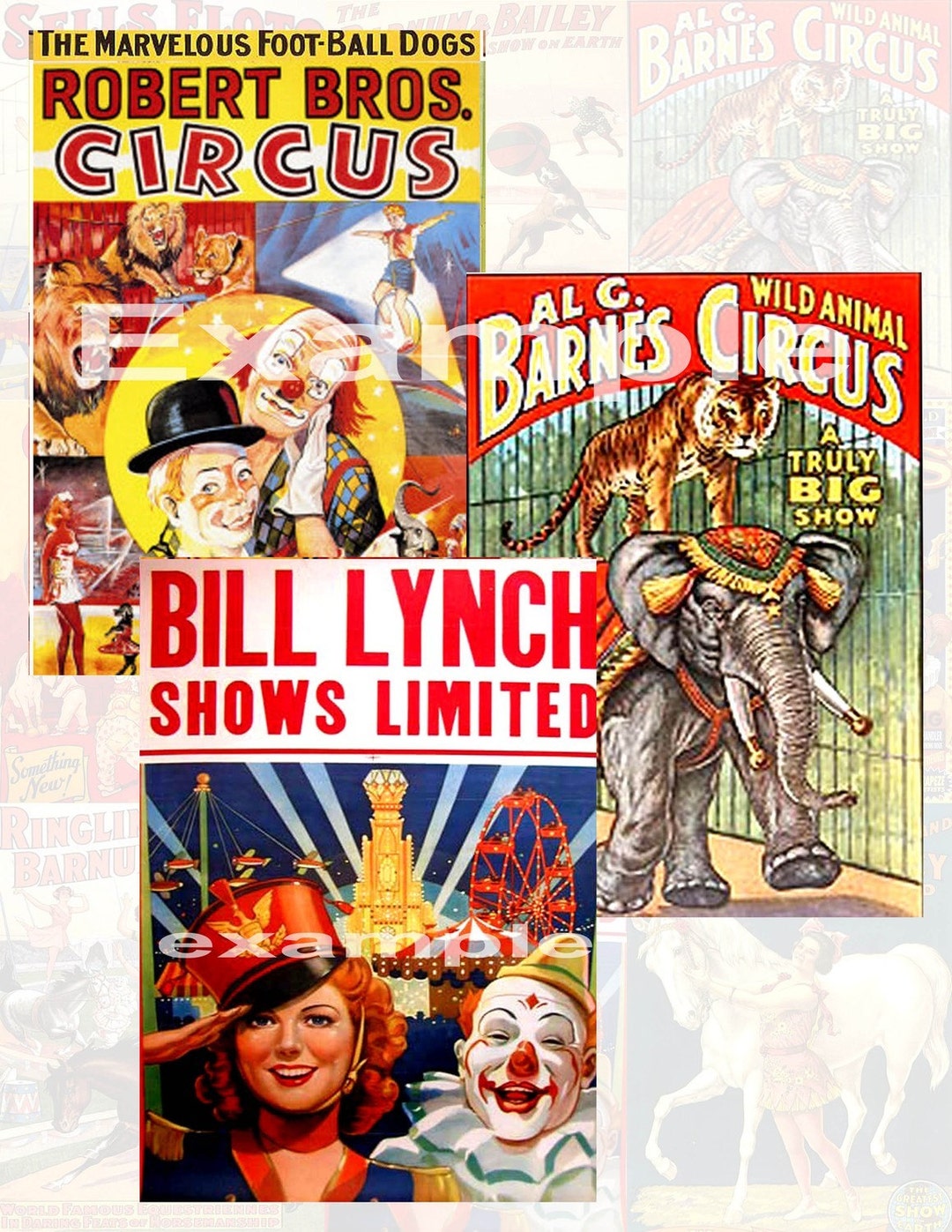 Vintage Circus Posters Digital Collage Sheet Digital Download Printable ...
