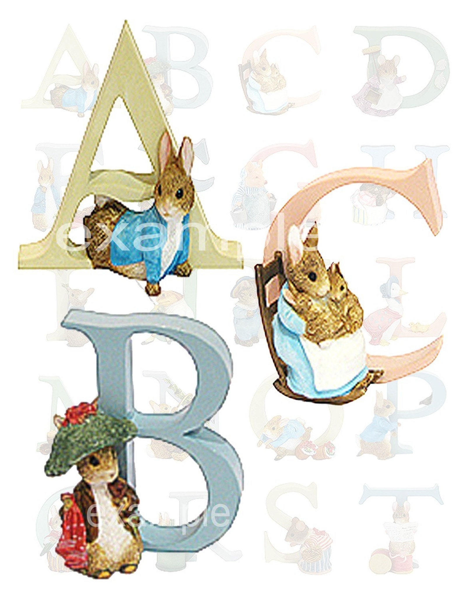 Beatrix Potter Alphabet (2) Digital Collage Sheets, Peter Rabbit - Etsy