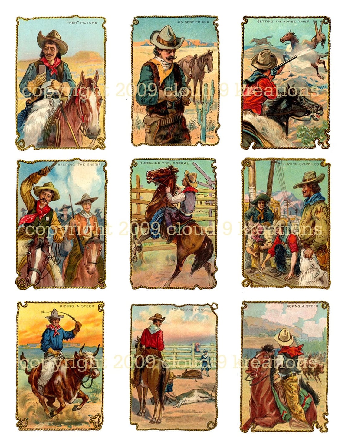 Vintage Cowboy Art...western...digital Collage Sheet 2 - Etsy
