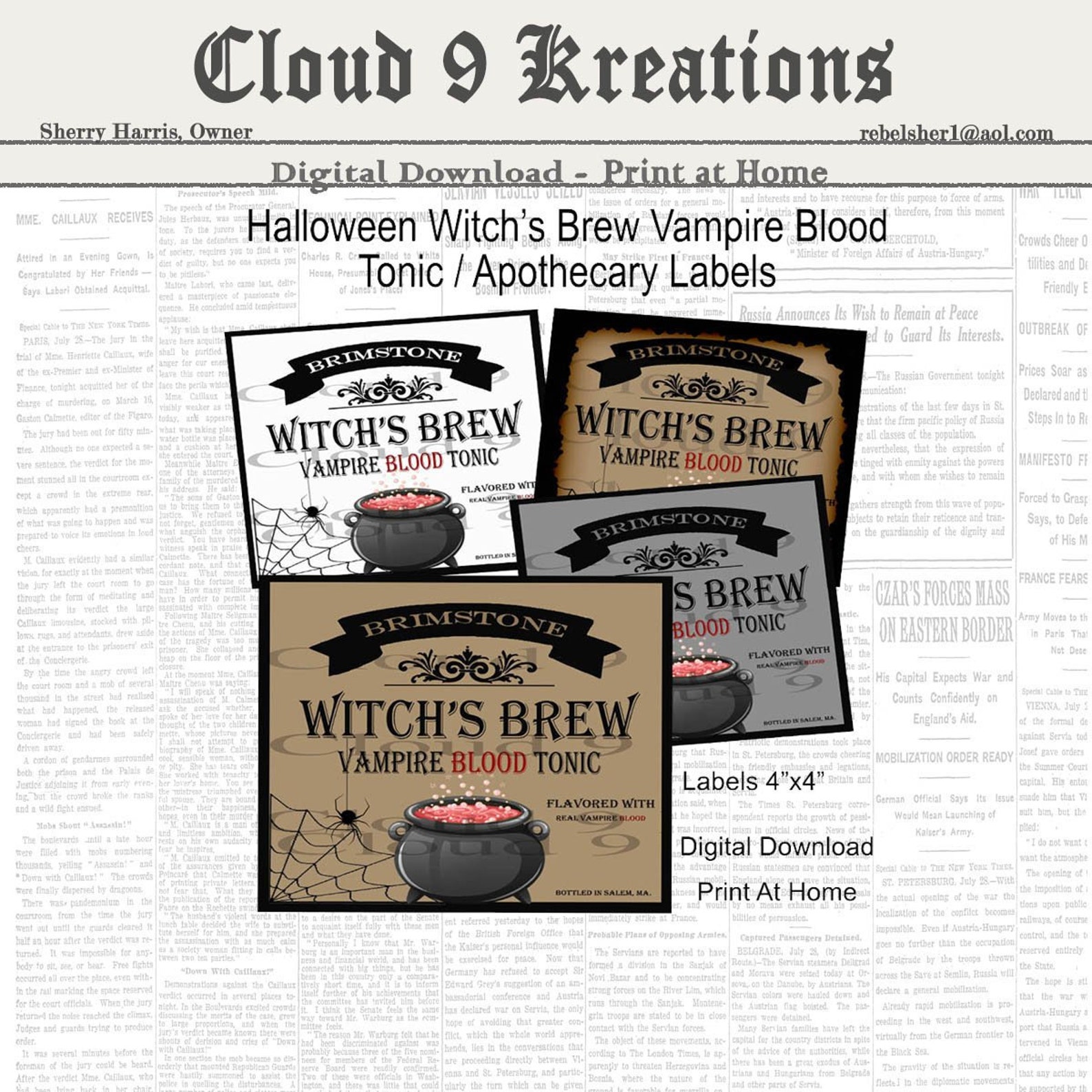 Halloween Witch's Brew Labels Potion Labels Apothecary | Etsy