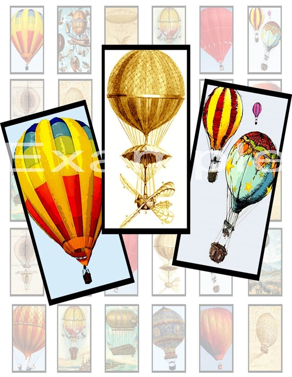 Flights of Fancy...Balloons...1X2 Inch...Dominos...digital | Etsy