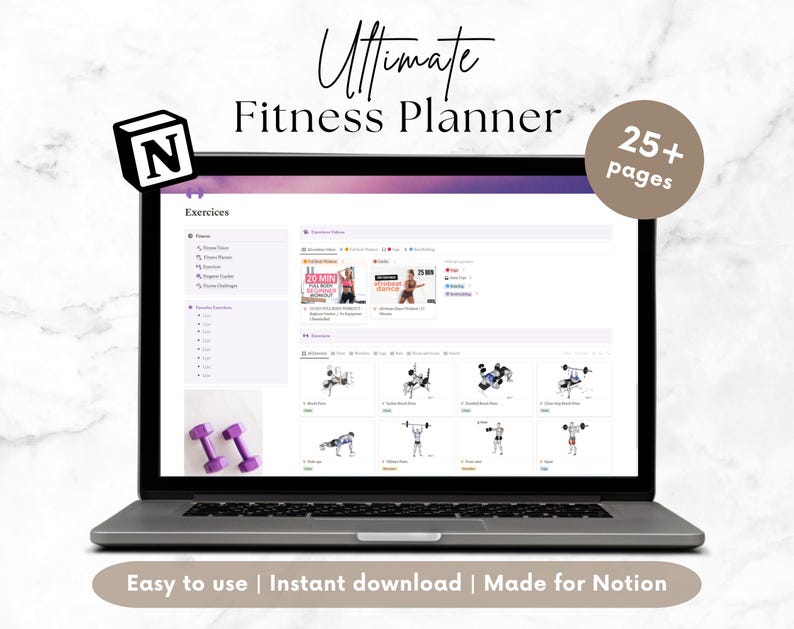 Notion Fitness Planner Template Workout, Habit, Sets and Reps Tracker ...