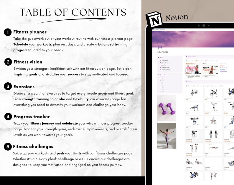 Notion Fitness Planner Template Workout, Habit, Sets and Reps Tracker ...
