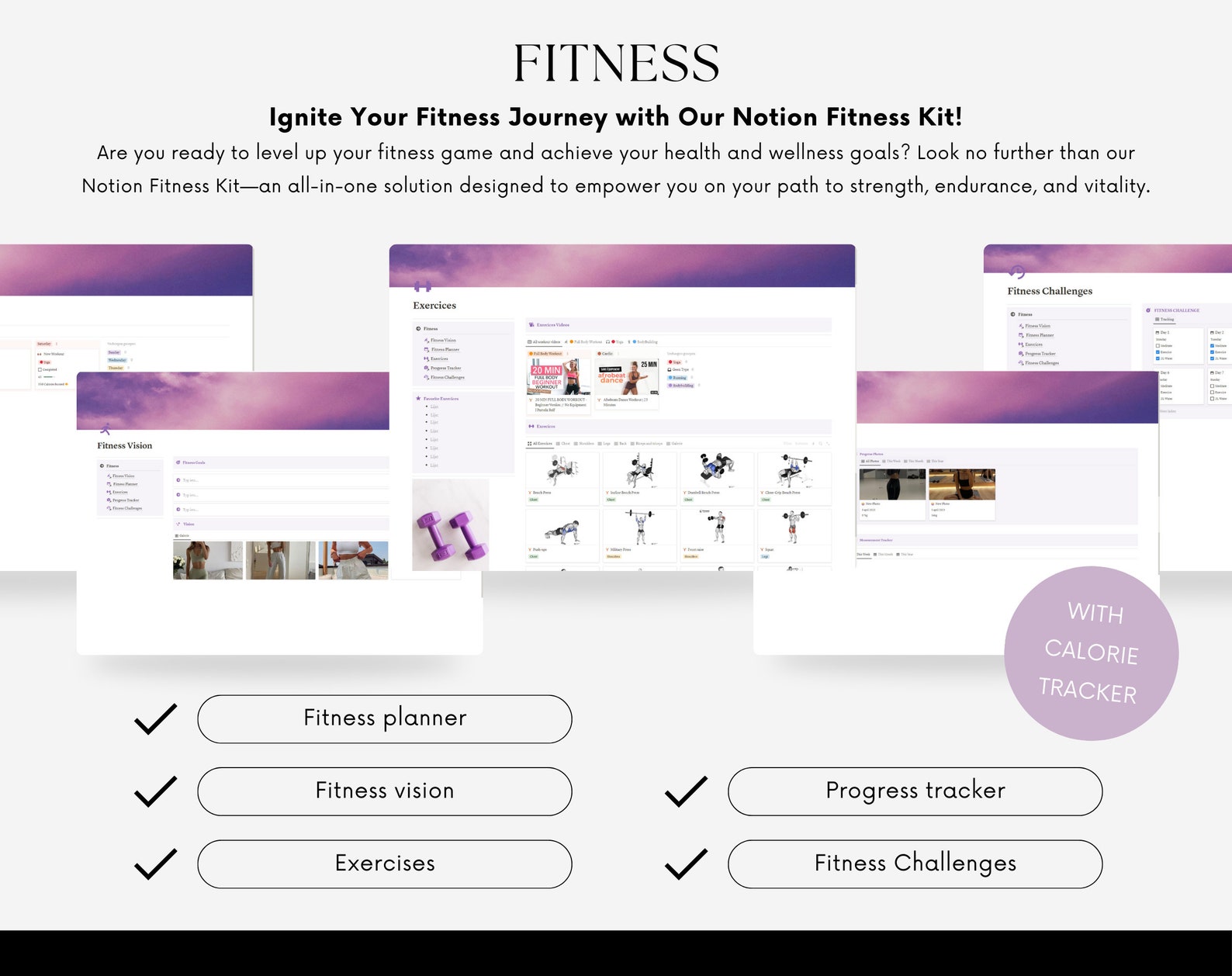Notion Fitness Planner Template Workout, Habit, Sets and Reps Tracker ...