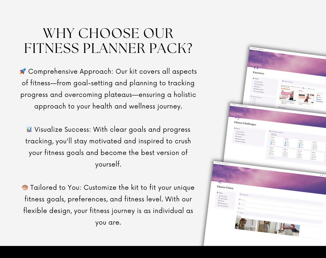 Notion Fitness Planner Template Workout, Habit, Sets and Reps Tracker ...