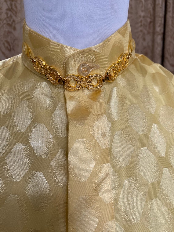 Yellow Satin Blouse with Gold Chain Detail Vintage Ne… - Gem