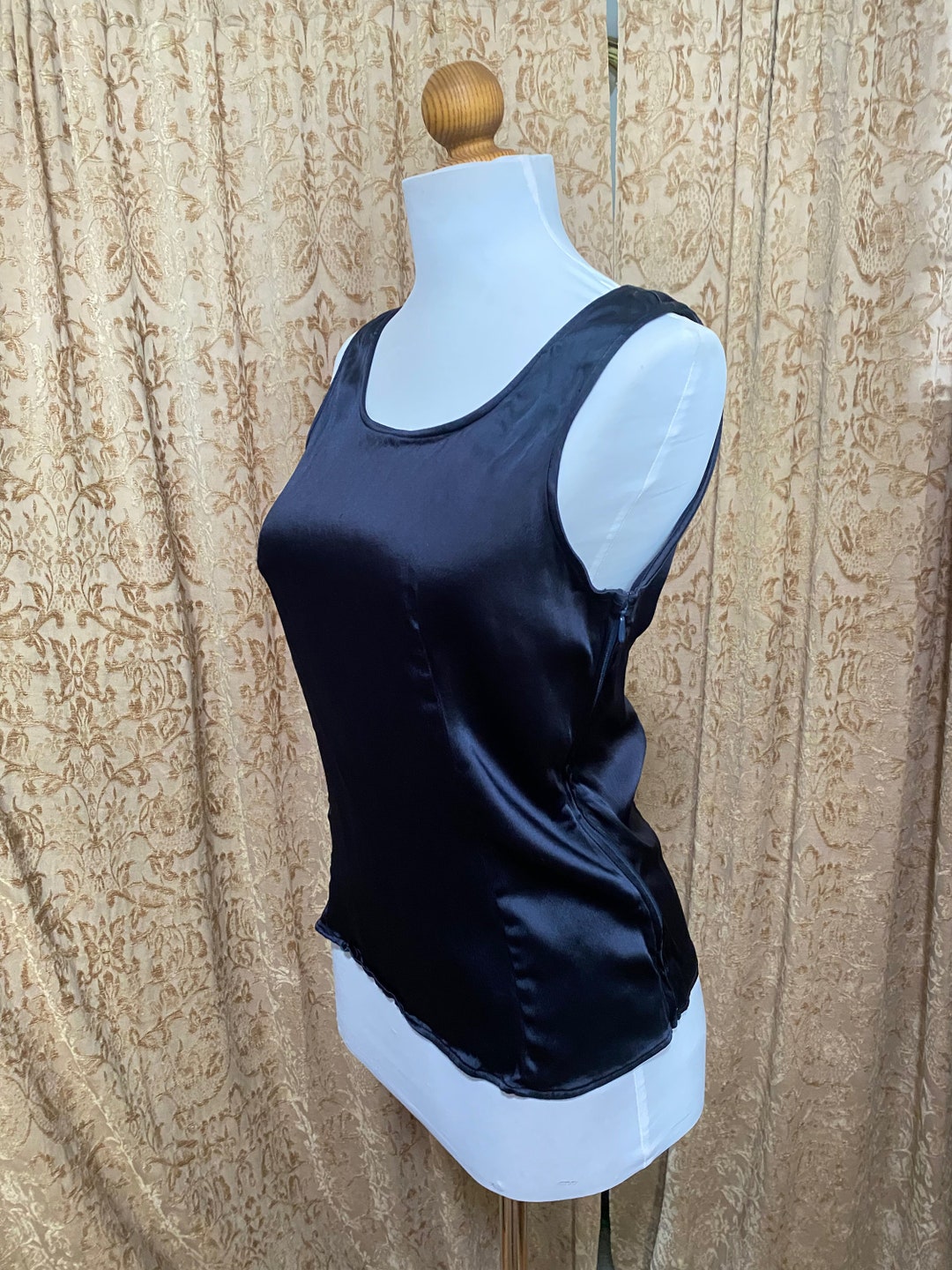 Vintage Georgio Armani Black Label Satin Navy Blue Tank Top Medium - Etsy