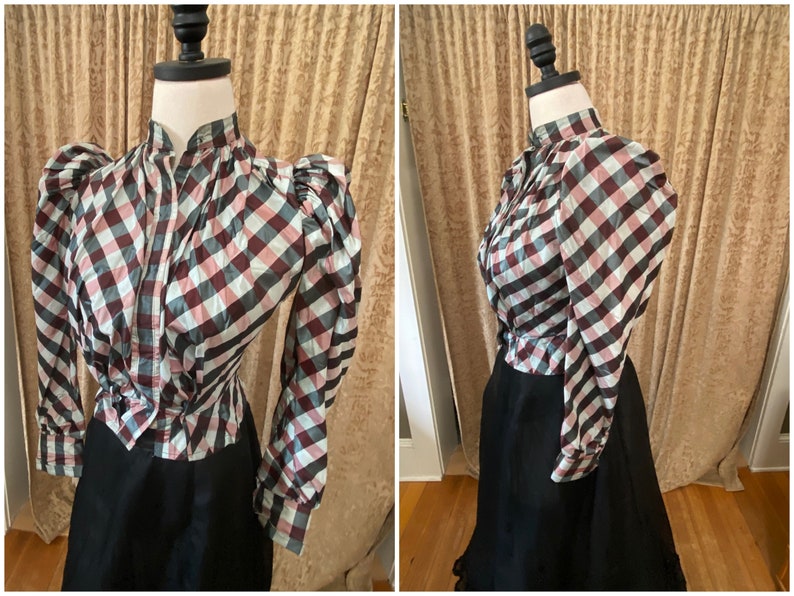 Victorian Bodice, Circa Late 1890s. Checkered Boned Interior. Attached ...