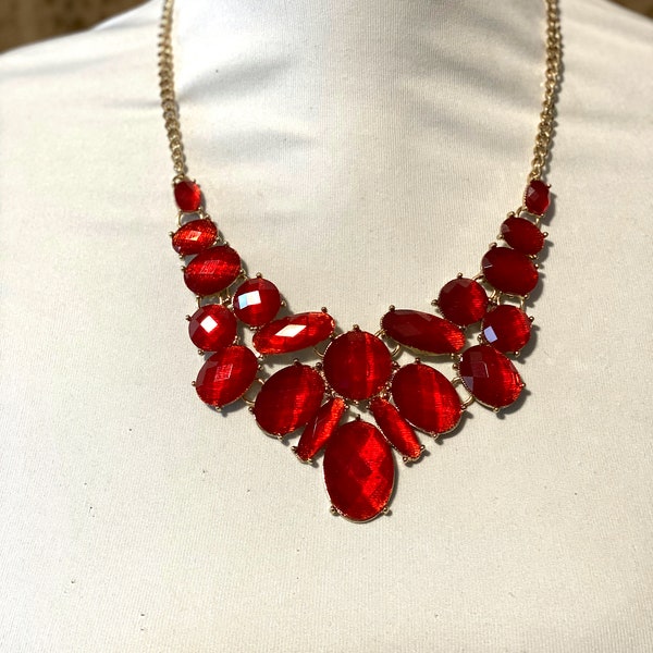 Red Bib Necklace - Etsy