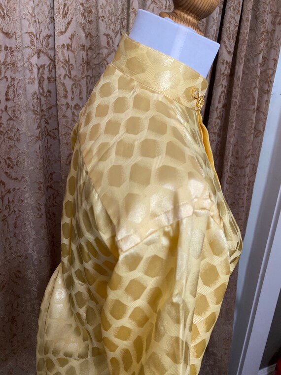 Yellow Satin Blouse with Gold Chain Detail Vintage Ne… - Gem