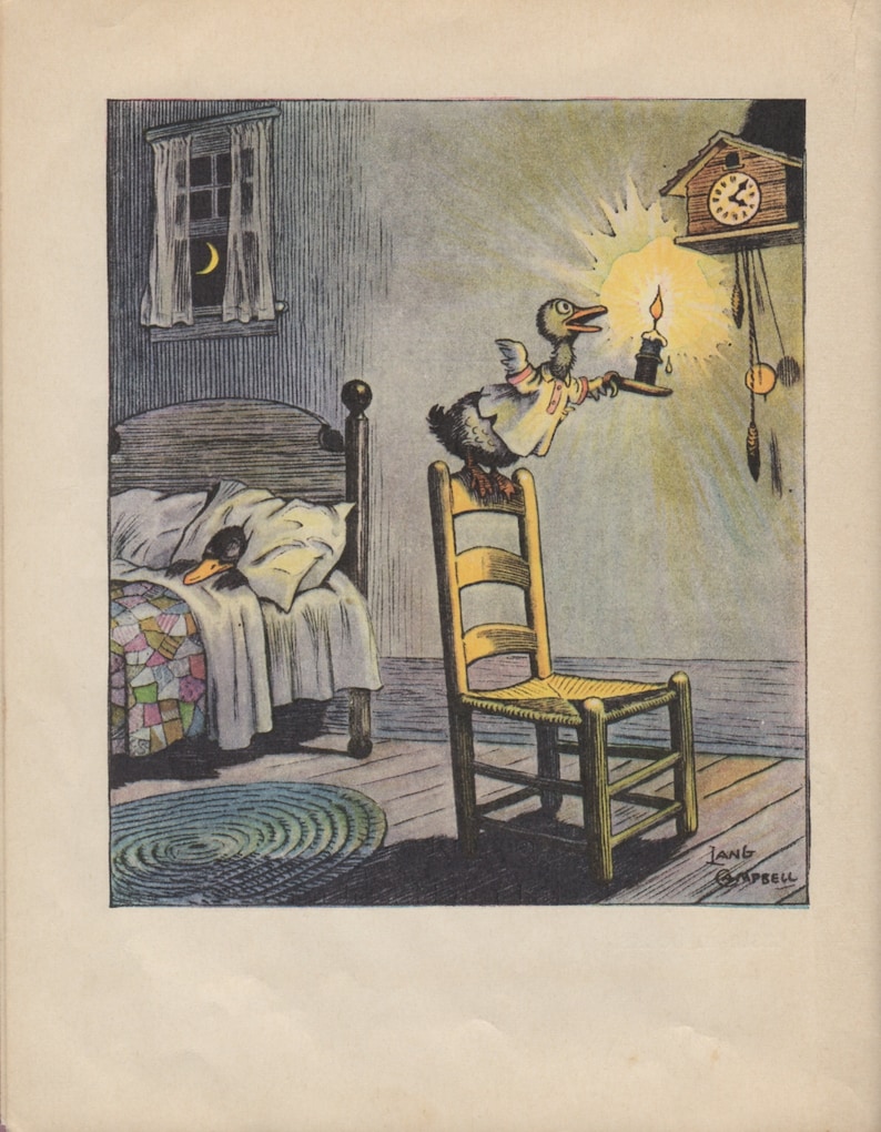 5 Dinky Ducklings Children Illustrations Lang Campbell 1920's Duck ...
