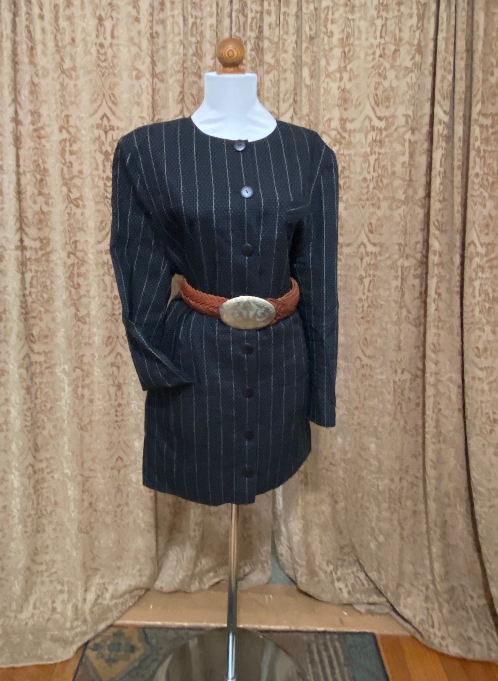 Vintage Jacket Dress Pin Stripe Polkadot Vintage 80s - 90s - Etsy