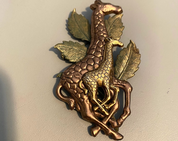 Giraffe Brooch, Copper, Bronze, Mixed Metal Two Giraffes - Etsy