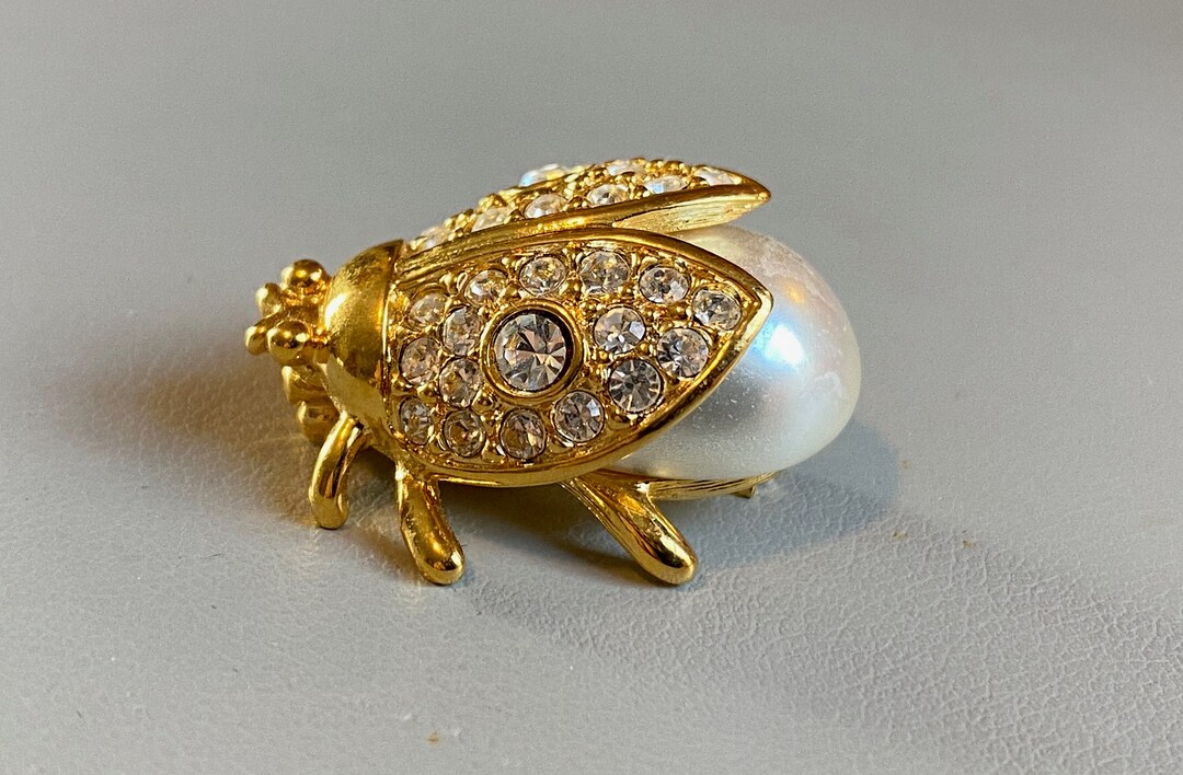 Pearl Beatle Brooch Vintage Napier Ladybug Gold - Etsy