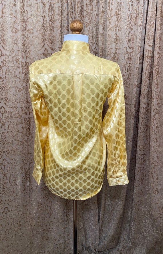 Yellow Satin Blouse with Gold Chain Detail Vintage Ne… - Gem
