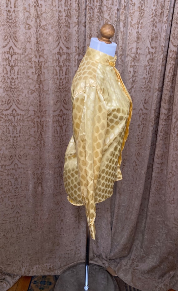 Yellow Satin Blouse with Gold Chain Detail Vintage Ne… - Gem