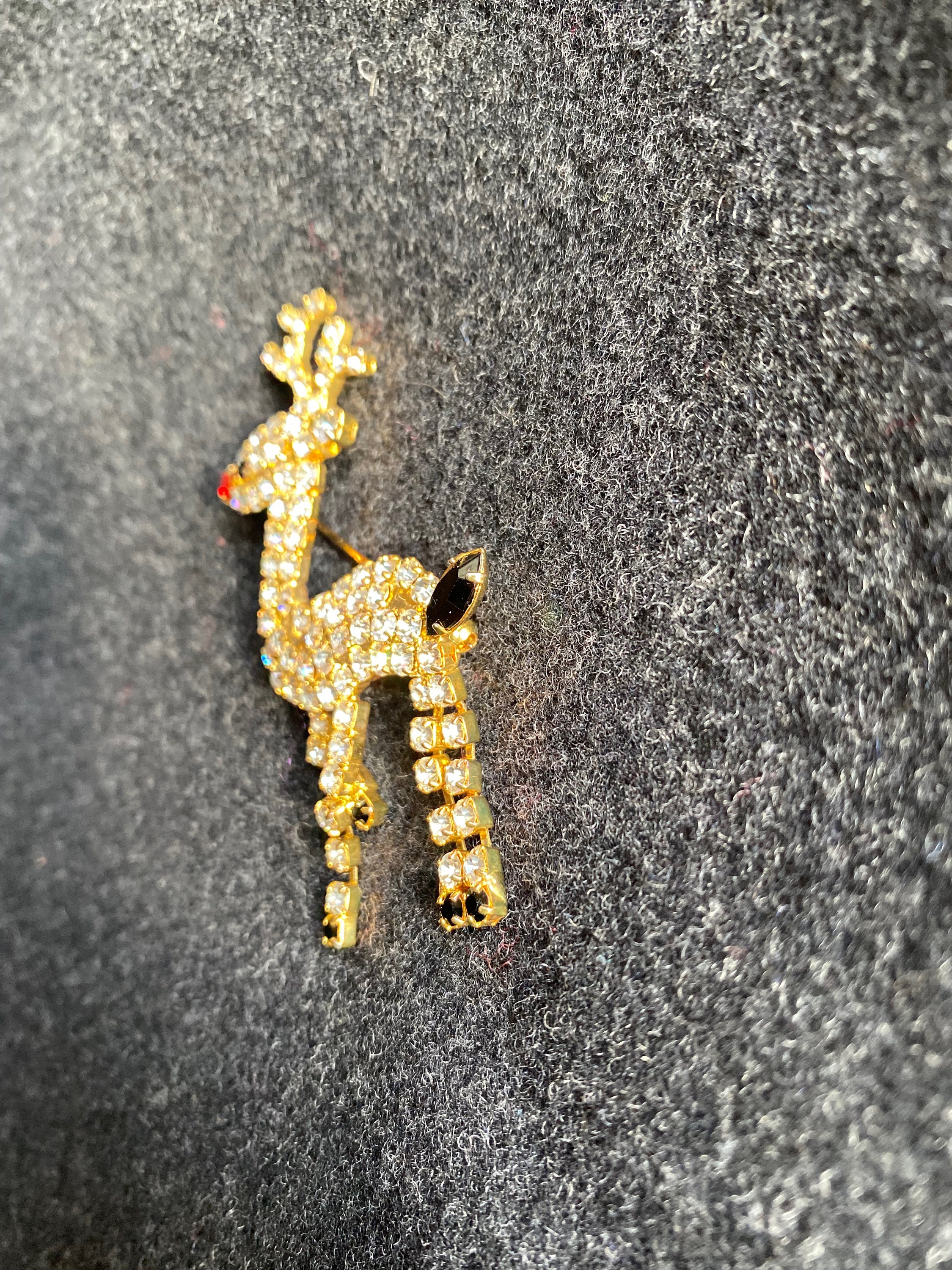 Vintage Crystal Encrusted Reindeer Brooch Rudolph Articulated - Etsy
