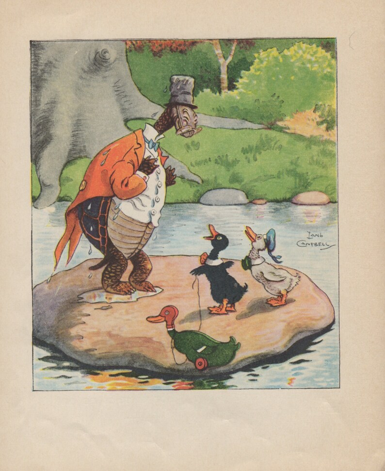 5 Dinky Ducklings Children Illustrations Lang Campbell 1920's Duck ...