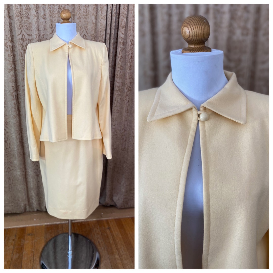 Pastel Yellow Wool Suit Vintage David Hayes Size 10 80s Does 40s - Etsy