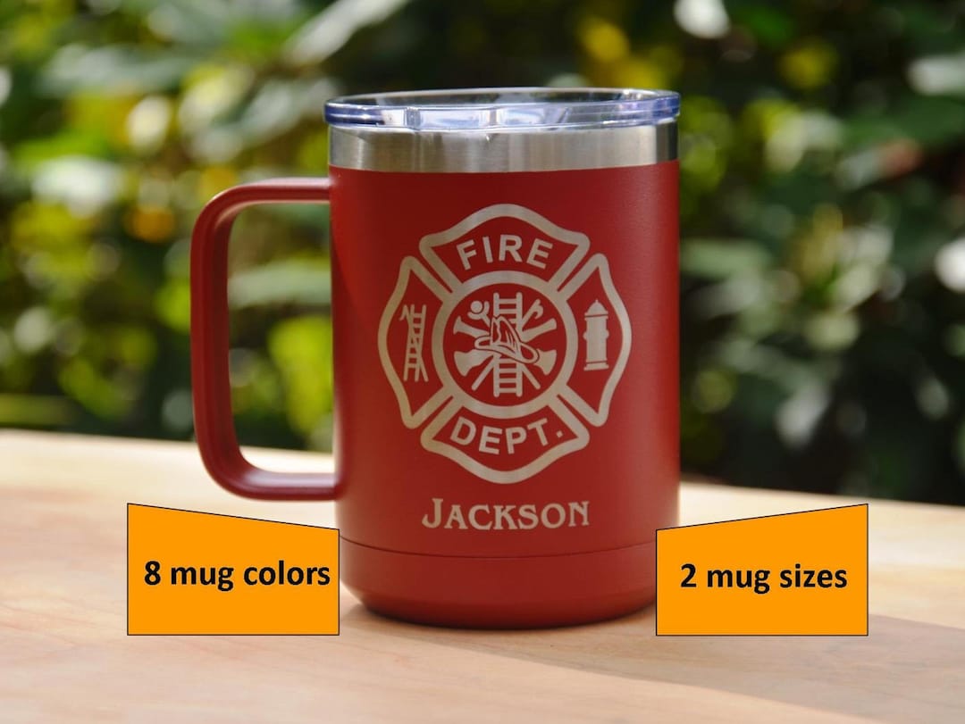 Personalized Firefighters Coffee Mug or Water Bottle, Custom Engraved ...