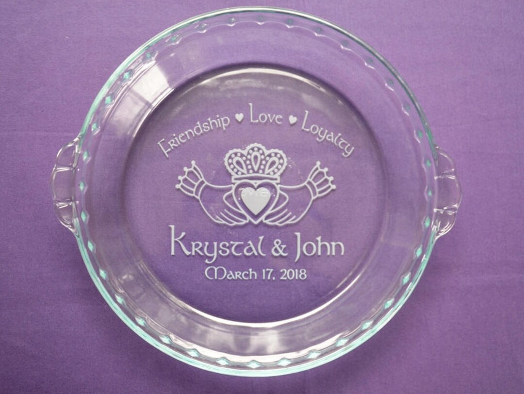 Personalized Engraved Claddagh Pie Plate, Custom Irish Dessert Dish ...