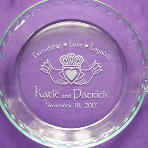 Personalized Engraved Claddagh Pie Plate, Custom Irish Dessert Dish ...