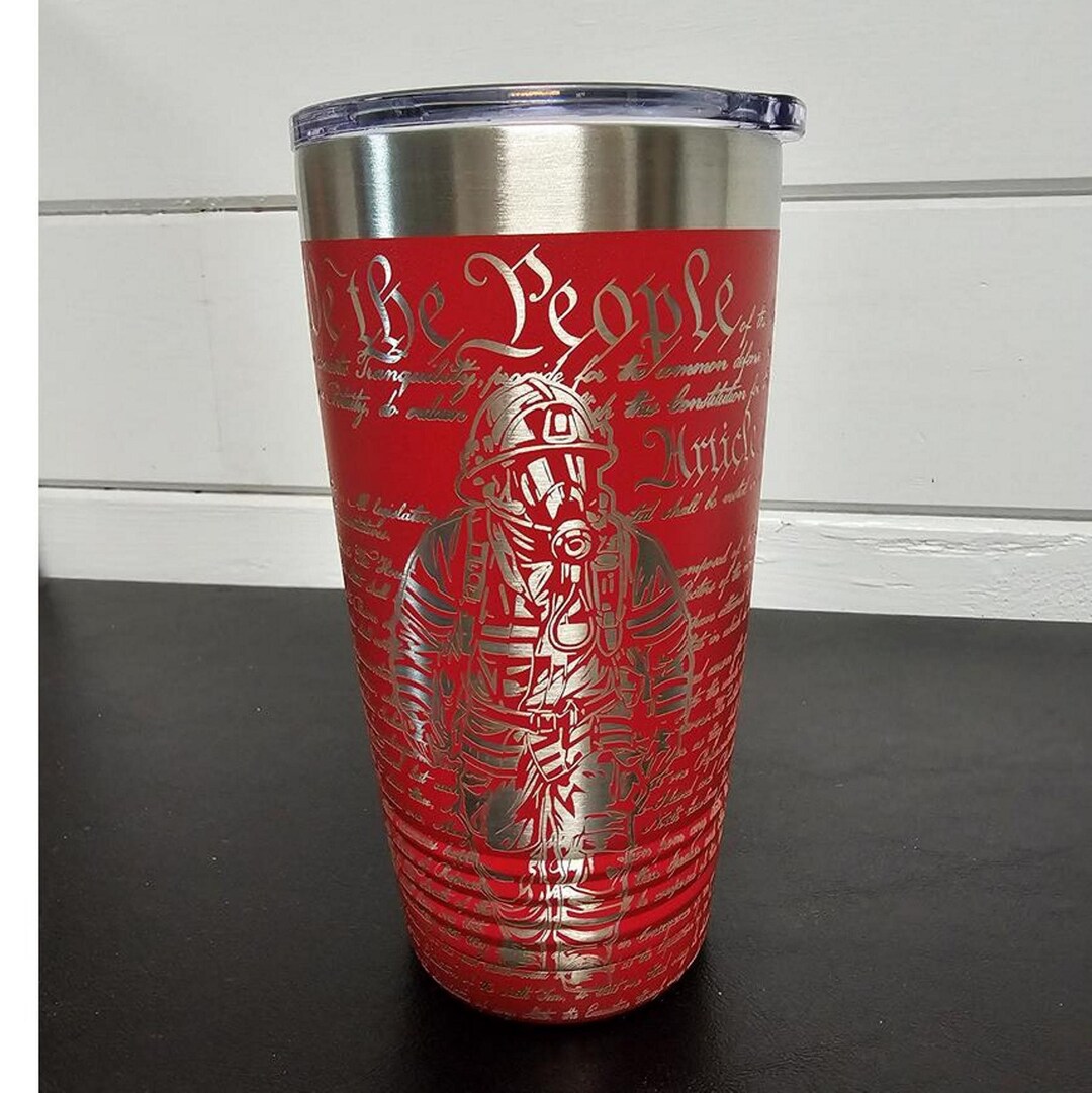 Personalized Firefighter's Patriotic Full Wrap Water Bottle, Custom ...