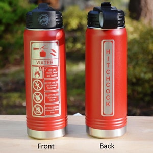 Personalized Fire Extinguisher Water Bottle, Custom Engraved ...