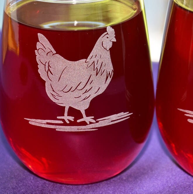 Personalized Hen or Rooster Engraved Glass for the Chicken Lovers ...