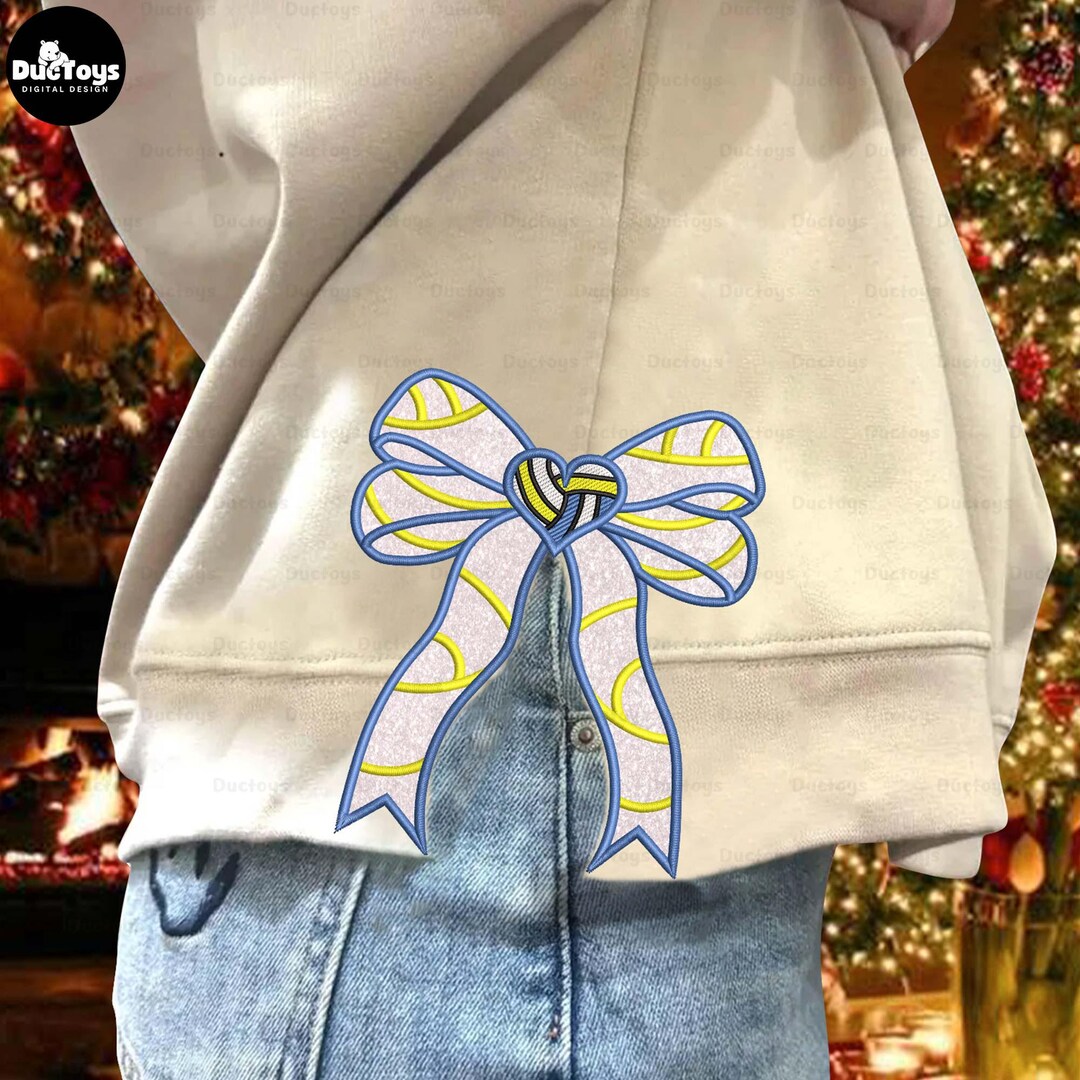 Volleyball Embroidery Design, Volleyball Side Bow Sweatshirt Embroidery ...