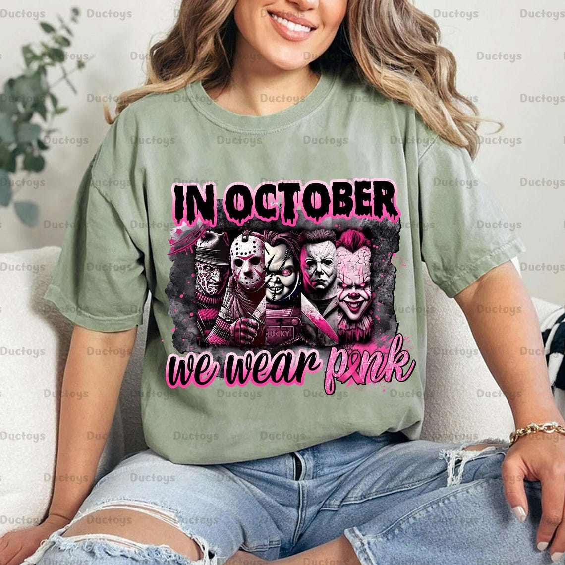 Halloween Horror Characters Png, in October We Wear Pink Png, Friends ...