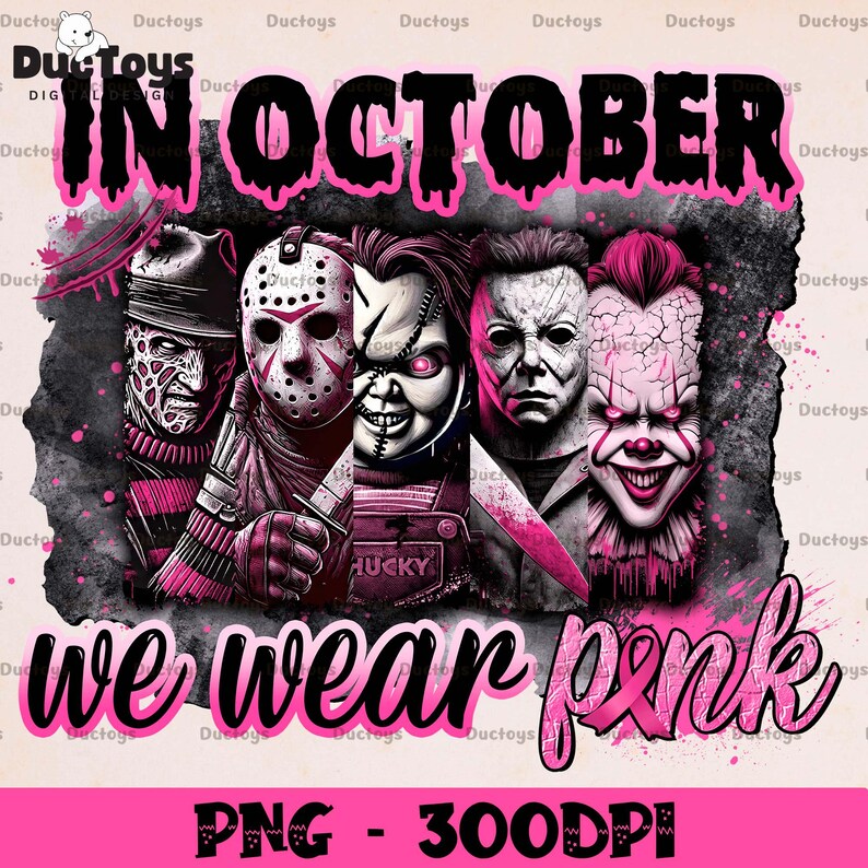 Halloween Horror Characters Png, in October We Wear Pink Png, Friends Horror Movie Killers Png ...