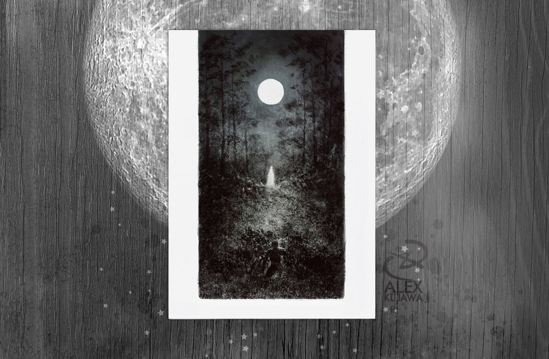 HUNTER MOON - October Full Moon Haunted Forest Ghost Night Fantasy ...