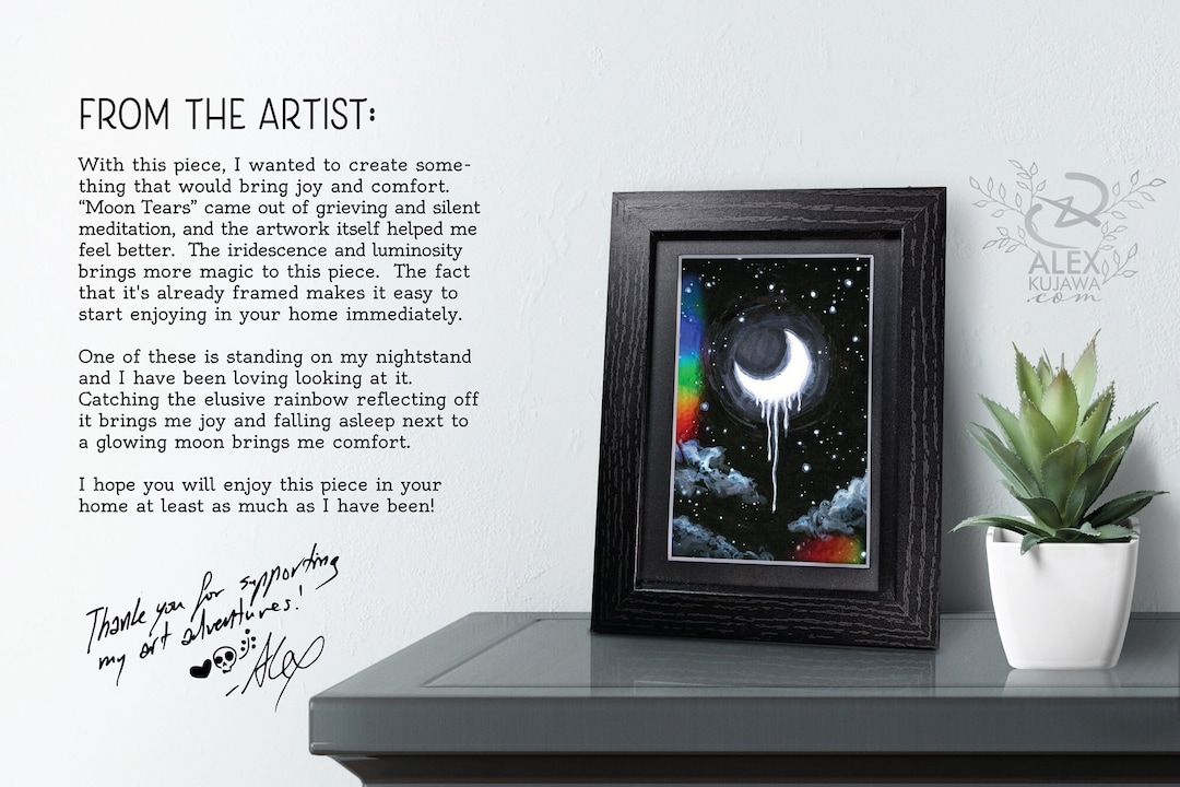 Moon Tears - Iridescent Glow in the Dark Framed Print - Fantasy Witch ...