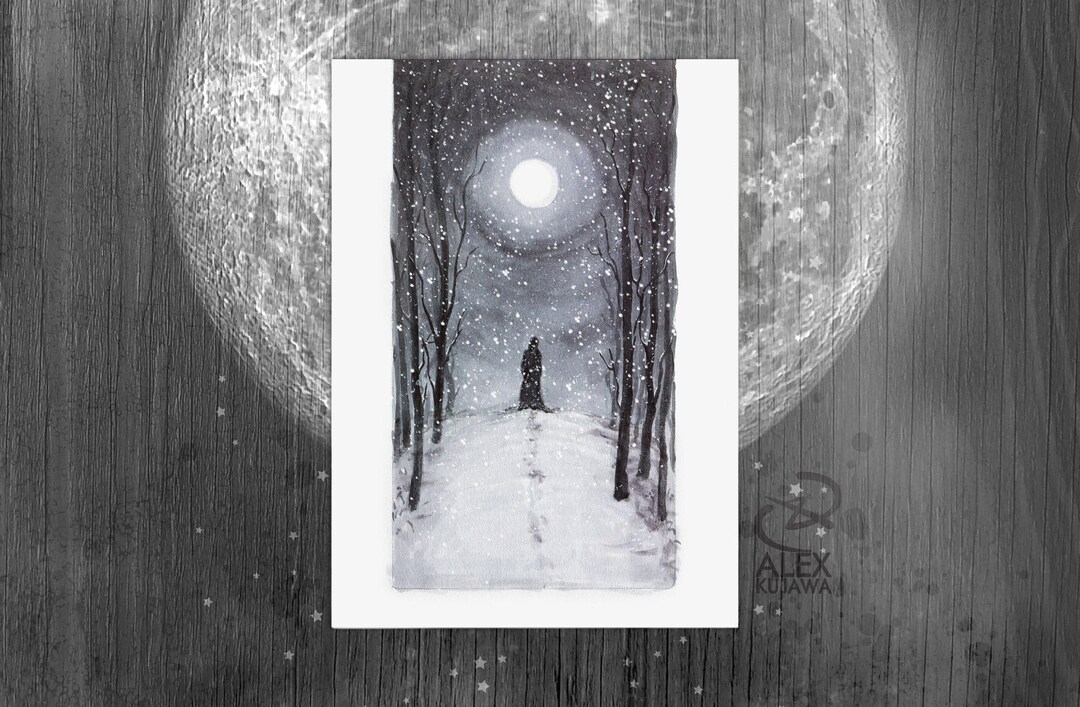 SNOW MOON - February Full Moon Haunted Winter Forest Snow Fantasy ...