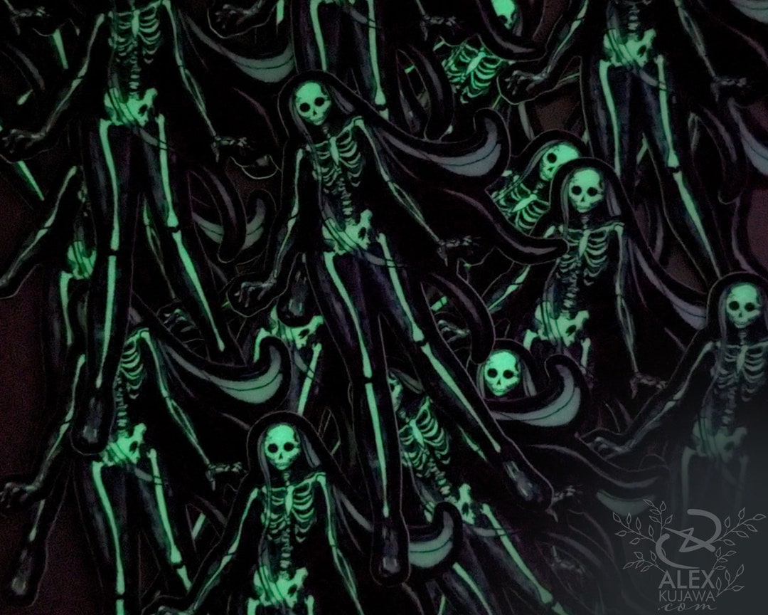ZMORA - Glow-in-the-dark Permanent Vinyl Sticker - Haunted Skull ...