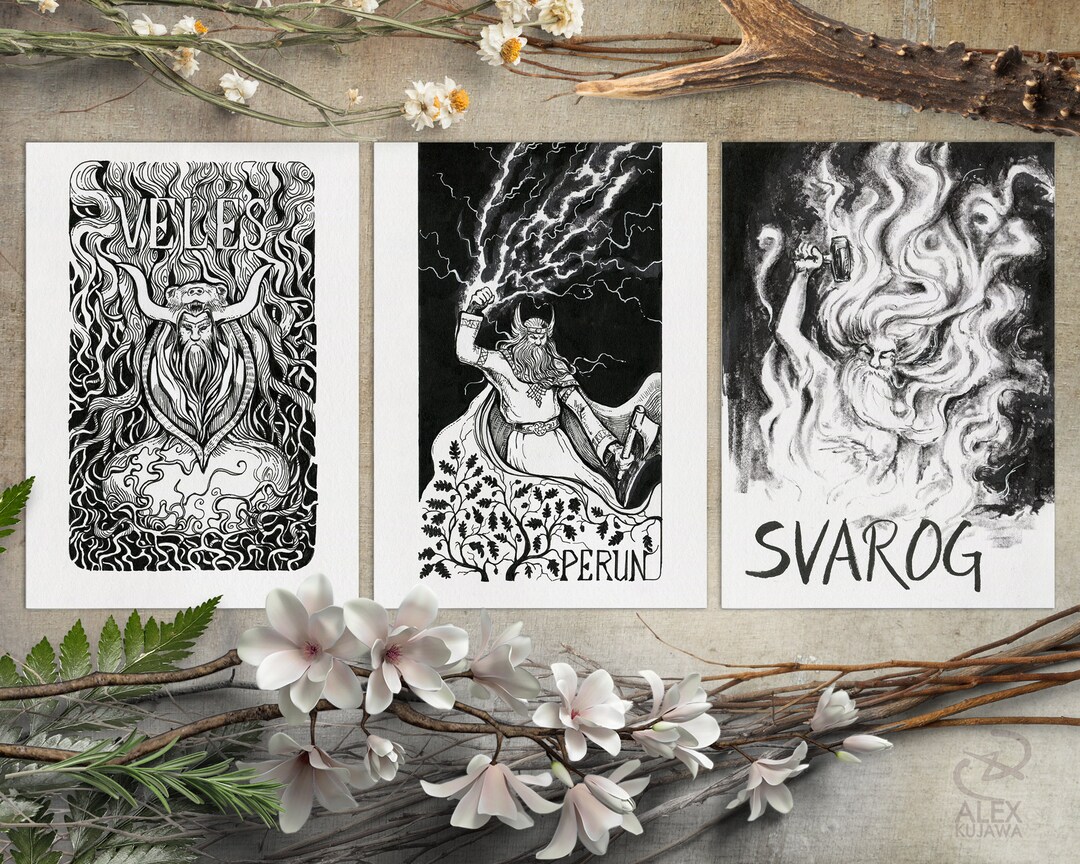 Slavic Gods Print Set 2: Veles, Perun, Svarog - Pagan Slavic Mythology ...