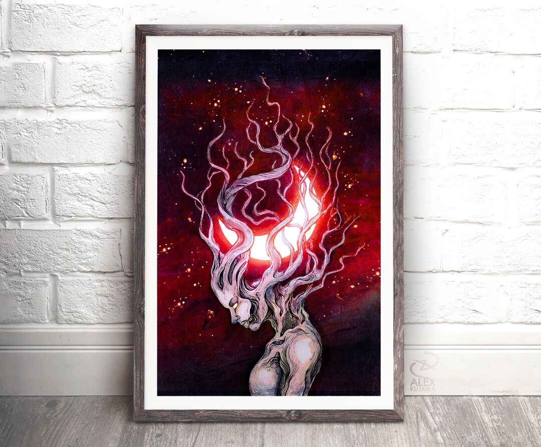 Lunar Dryad Crescent Moon Crimson Red Night Haunted Tree - Etsy
