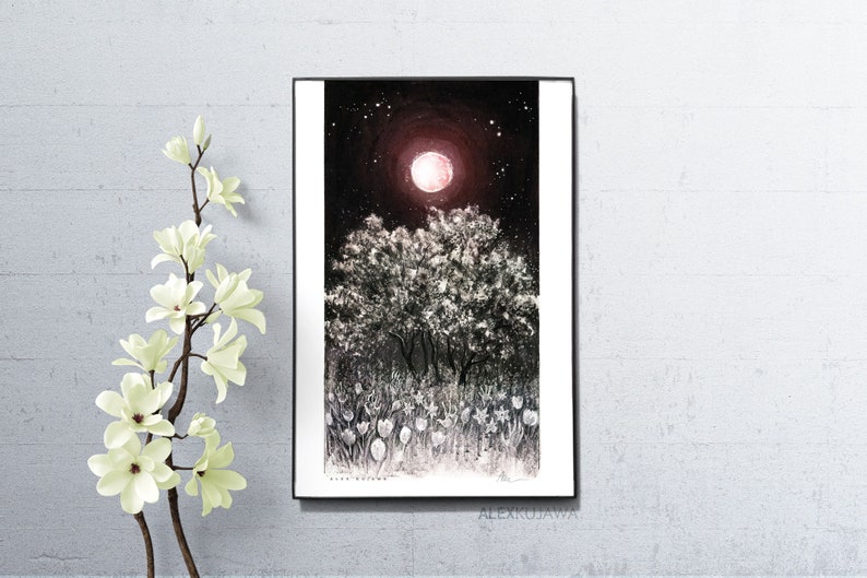 FLOWER MOON - May Full Moon Haunted Spring Garden Blossoms Fantasy ...