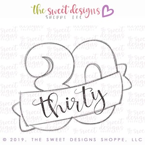 Thirty With Ribbon - Cookie Cutter - Etsy